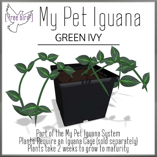 Second Life Marketplace - [ free bird ] My Pet Iguana - Green Cage Ivy